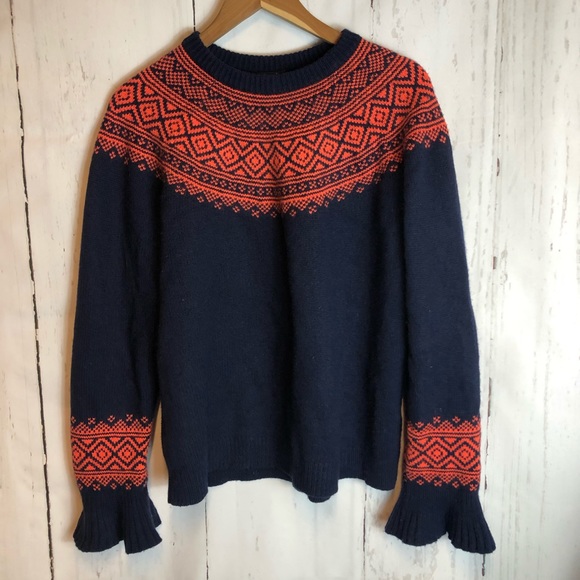 J. Crew | Sweaters | J Crew Fair Isle Ruffle Sleeve Sweater | Poshmark